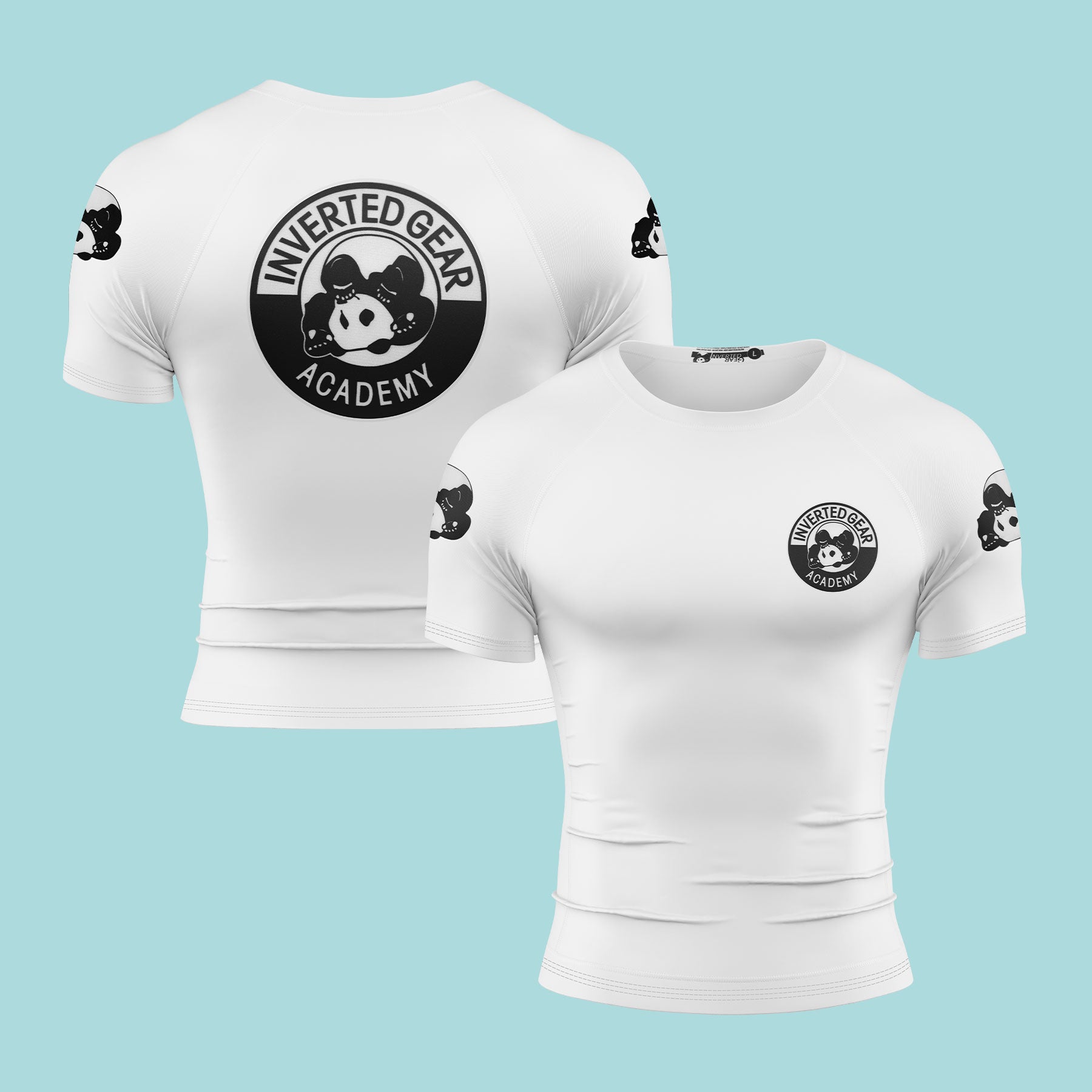 Academy White Round Logo Short Sleeve Rashguard – Inverted Gear